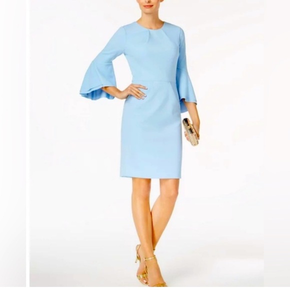 Betsy & Adam | Dresses | Betsy Adam Baby Blue Bell Sleeved Dress | Poshmark